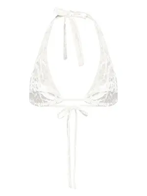 FORTE_FORTE Triangle Velvet Bikini Top - White