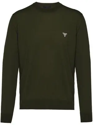 Prada Logo-embroidered Wool Jumper - Green