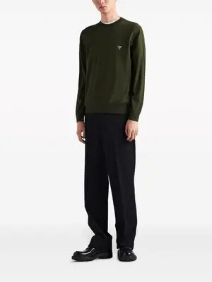 Prada Logo-embroidered Wool Jumper - Green
