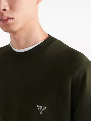 Prada Logo-embroidered Wool Jumper - Green