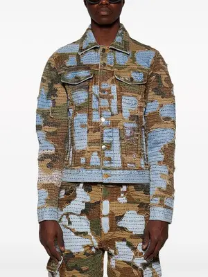 Amiri Camo Boro Denim Trucker Jacket