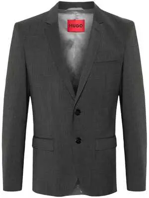 BOSS Notched-lapels Single-breasted Blazer - Grey