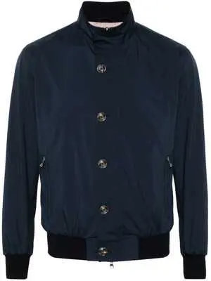 BARBA NAPOLI Mock-neck Bomber Jacket - Blue