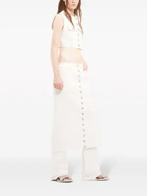 COURREGES Low-rise Denim Midi Skirt - White