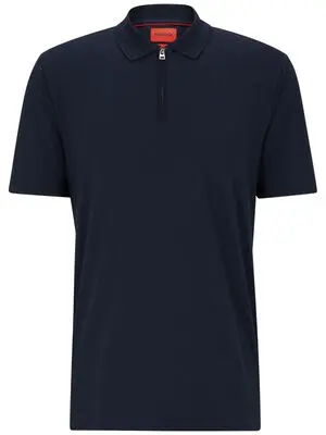 Hugo Zip-up Short-sleeve Piqué Polo Shirt