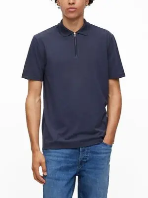 Hugo Zip-up Short-sleeve Piqué Polo Shirt