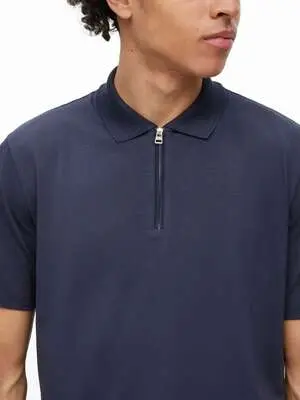 Hugo Zip-up Short-sleeve Piqué Polo Shirt