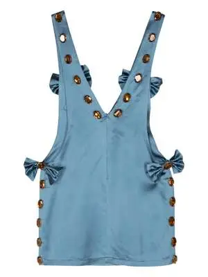 LOULOU Crystal-embellished Satin Minidress