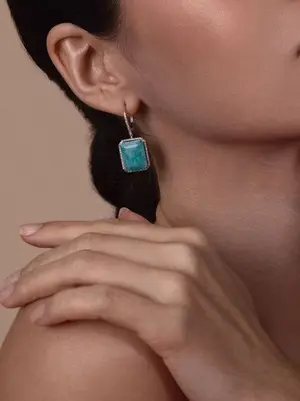 Shay 18kt White Gold Amazonite And Diamond Earrings