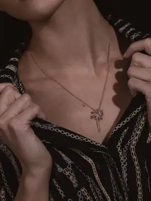 ANITA KO 18kt Rose Palm Tree Diamond Necklace
