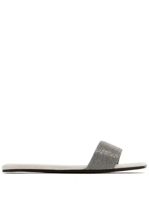 Brunello Cucinelli Monili Leather Slides