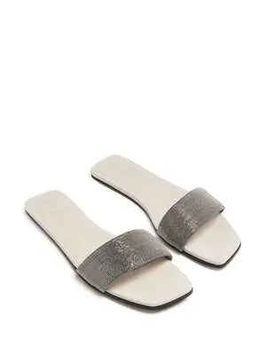 Brunello Cucinelli Monili Leather Slides