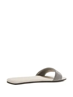 Brunello Cucinelli Monili Leather Slides