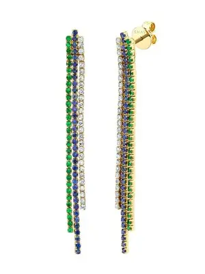Shay SHAY 18kt Yellow Gold Triple Thread Multi-Stone Drop Earrings Gold