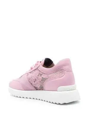 LE SILLA Floral-lace Leather Sneakers - Pink