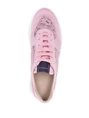 LE SILLA Floral-lace Leather Sneakers - Pink