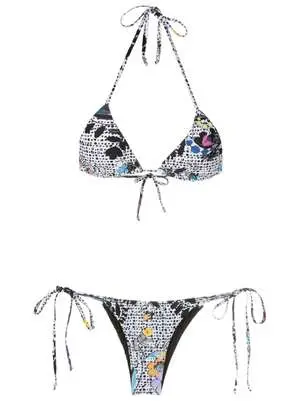 AMIR SLAMA Graphic-print Bikini Set - Multicolour