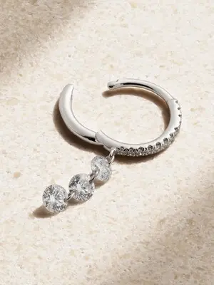 PERSEE 18-karat White Diamond Single Hoop Earring
