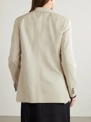 Loro Piana Double-breasted Silk-dupioni Blazer - Cream