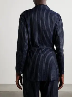 Brunello Cucinelli Double-breasted Belted Cotton-blend Blazer