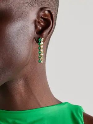 Shay Mixed 18-karat Gold, Emerald And Diamond Earrings