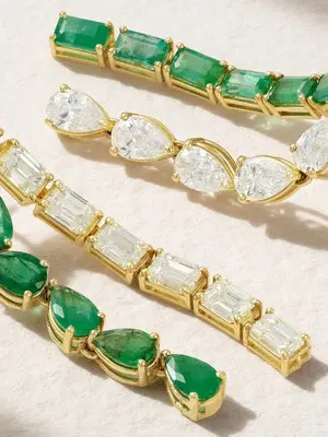 Shay Mixed 18-karat Gold, Emerald And Diamond Earrings