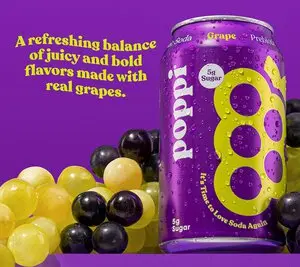 POPPI 12-oz Cans Prebiotic Soda Grape