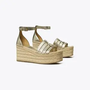 Tory Burch Ines Platform Espadrille Wedge - Spark Gold