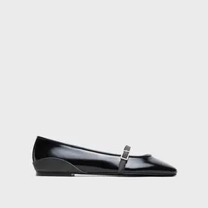 Theory Leather Ballerina Flat - Black