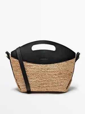 Massimo Dutti Raffia Crossbody Bag