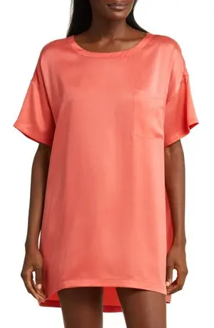 Lunya Oversize Silk Sleepshirt Outro Coral