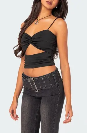 EDIKTED Twist Front Cutout Crop Top
