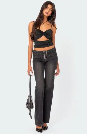 EDIKTED Twist Front Cutout Crop Top