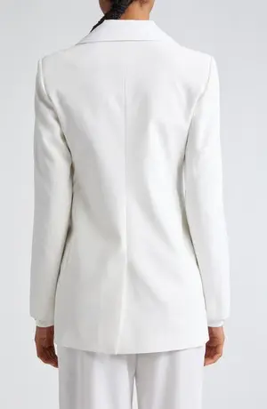 Eleventy Double Breasted Satin Tuxedo Jacket - White