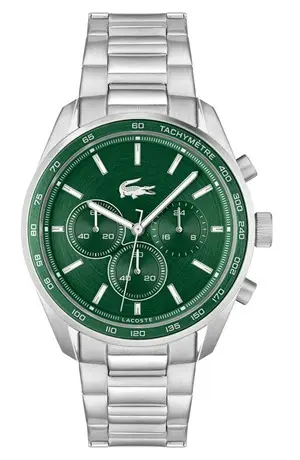 Lacoste Boston Chronograph Watch - Silver/green