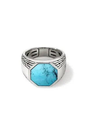 John Hardy Octagon Signet Ring - Silver/turquoise
