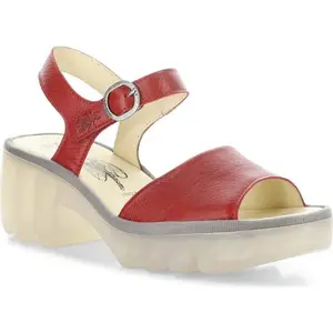 Fly London Tull Platform Sandals - Lipstick Red