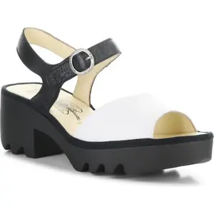 Fly London Tull Platform Sandals - White/black