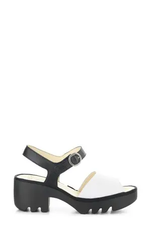 Fly London Tull Platform Sandals - White/black