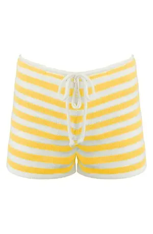 CAPITTANA Maddy Stripe Cover-up Shorts - Yellow
