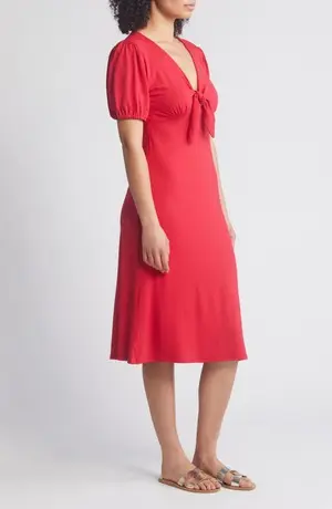 Loveappella Tie Front Midi Dress