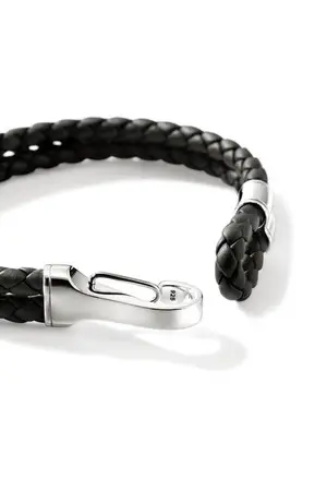John Hardy Braided Leather And Sterling Silver Bracelet - Silver/black