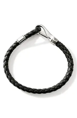 John Hardy Braided Leather And Sterling Silver Bracelet - Silver/black