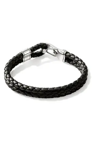 John Hardy Braided Leather And Sterling Silver Bracelet - Silver/black