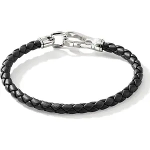 John Hardy Braided Leather And Sterling Bracelet - Black/silver