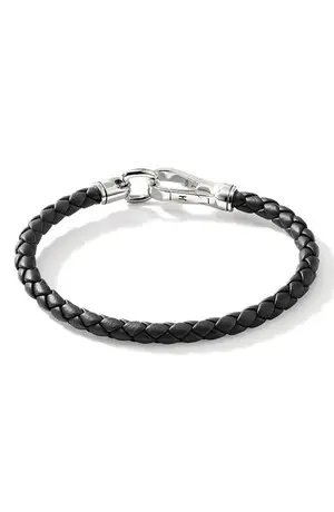 John Hardy Braided Leather And Sterling Bracelet