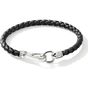 John Hardy John Hardy Braided Leather And Sterling Silver Bracelet Silver