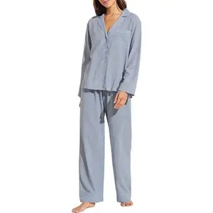 Eberjey Nautico Stripe Long Sleeve Top & Pants Pajamas Wedgewood