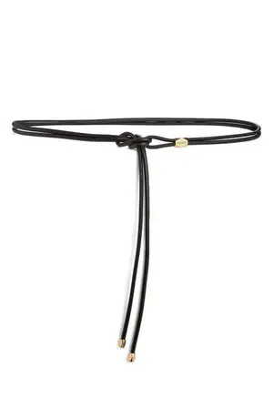 Isabel Marant Silvia Leather Tie Belt - Black/gold