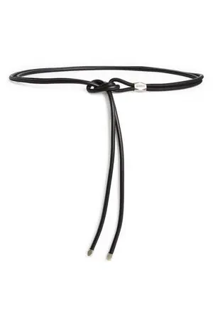 Isabel Marant Silvia Leather Tie Belt - Black/silver